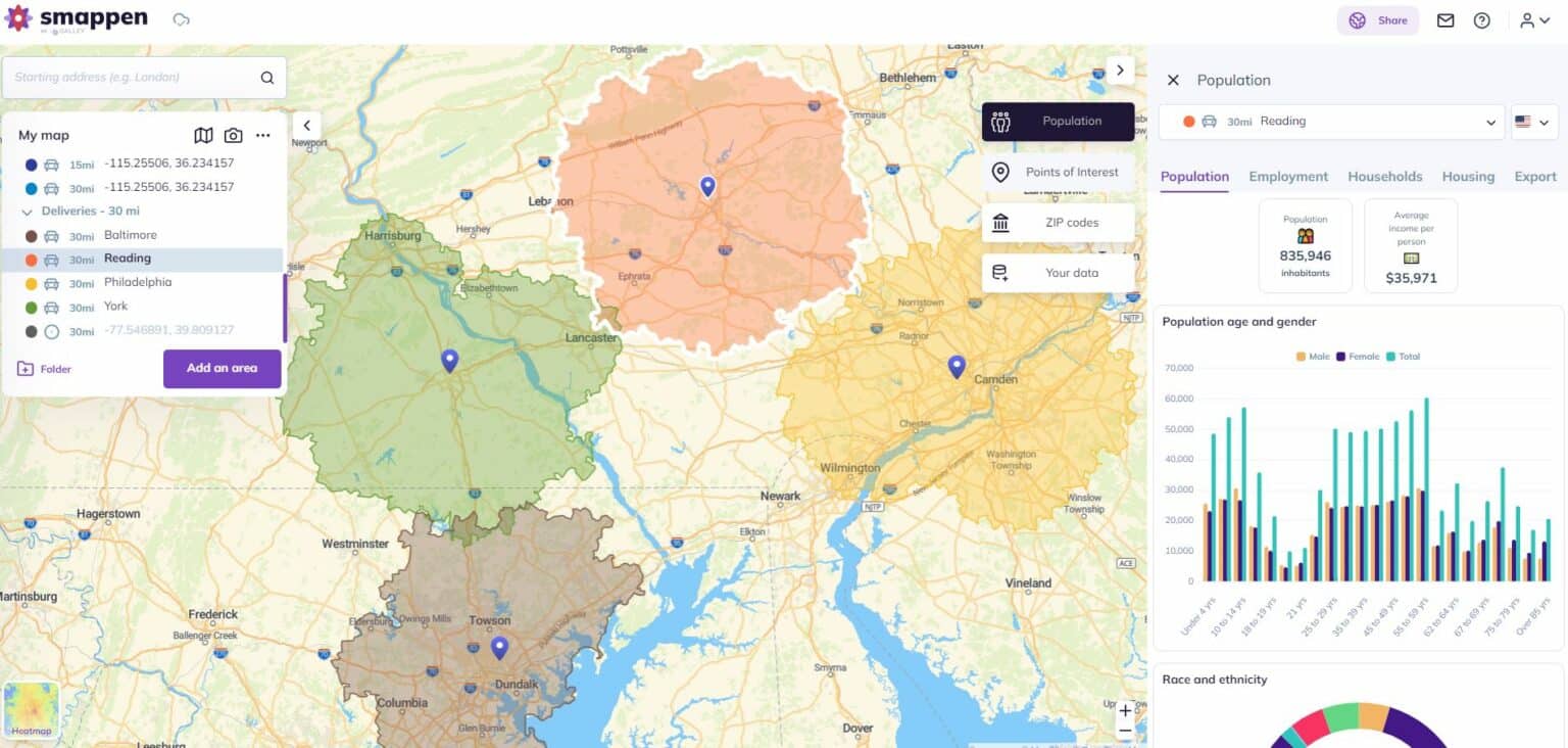 How To Manage Delivery Areas With Territory Mapping Software - Smappen