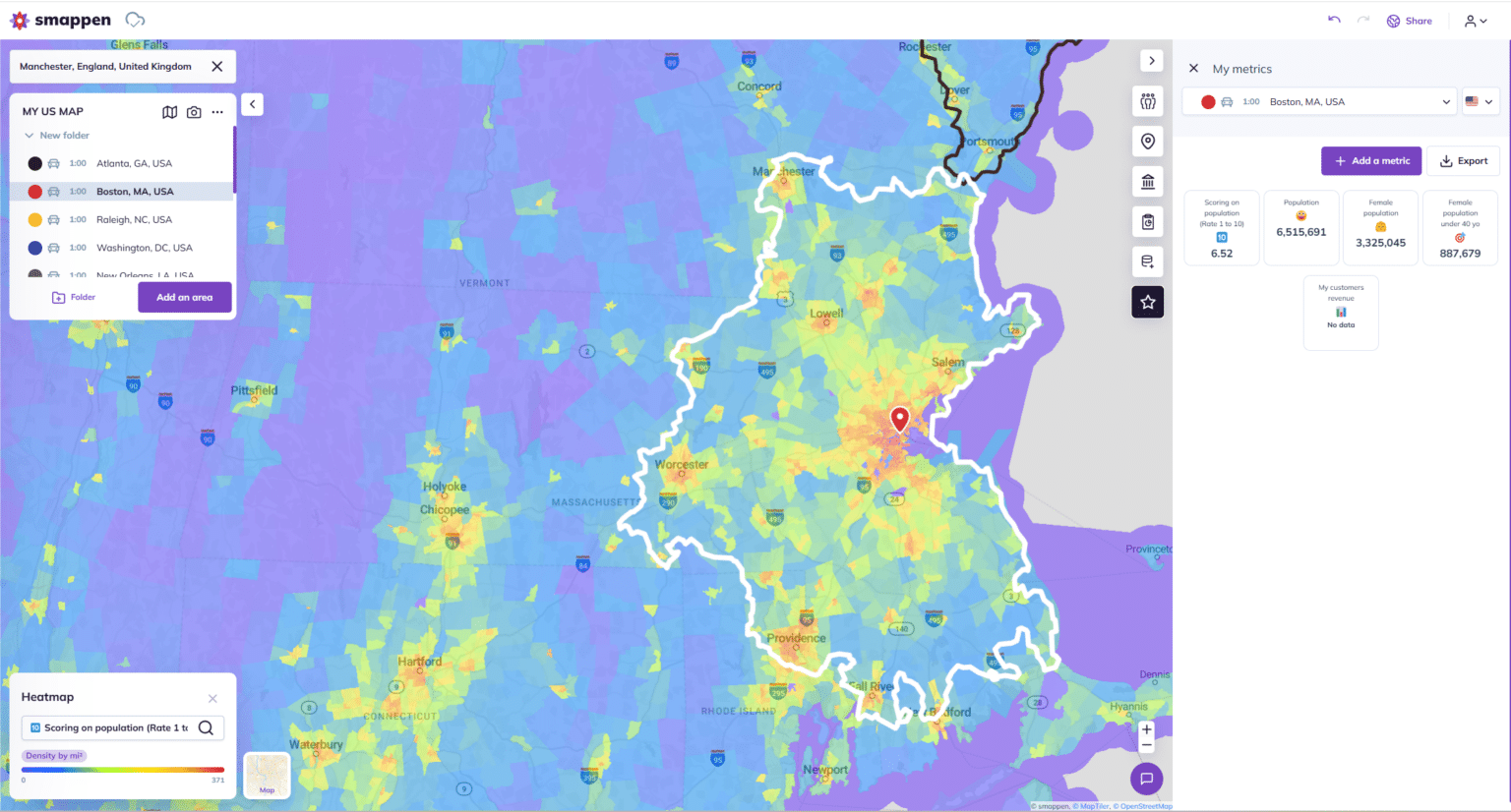 Visualizing densities - Heatmap - Smappen