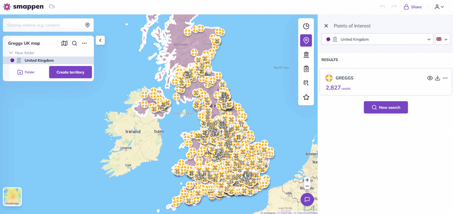 Greggs UK map - Smappen
